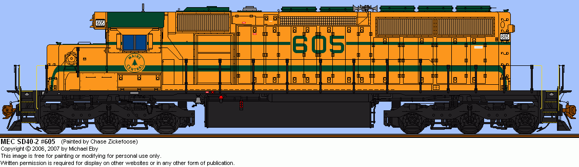 MEC SD40-2 #605 (Maine Central Orange-Green)